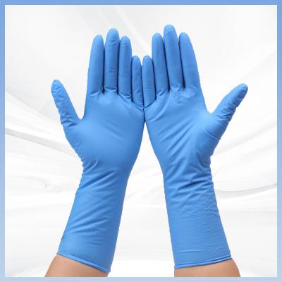 China Blue Disposable Synthetic Nitrile Gloves Latex Free Powder Free 12 Inch ASTM for sale