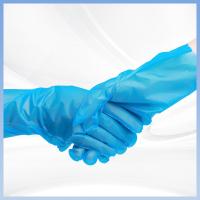 China Blue Disposable CPE Gloves 100pcs Box Safe Hygienic Hairdressing Cleaning Gloves S M L XL for sale