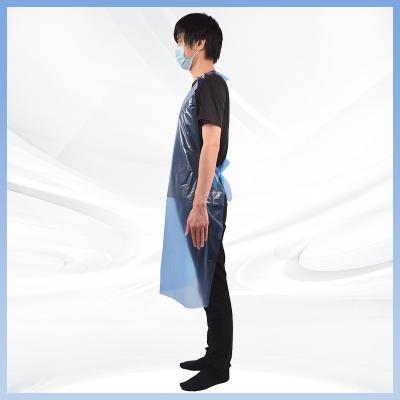 China Disposable Blue PE Apron 71x116cm Waterproof Breathable Medical Plastic Apron for sale