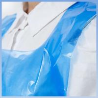 China Blue Disposable PE Apron Oil Proof Transparent Plastic Apron for sale