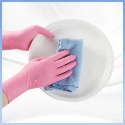 China Pink Disposable Nitrile Gloves 9 Inch 4 Mil Powder Free 100pcs per Box FDA Approved for sale