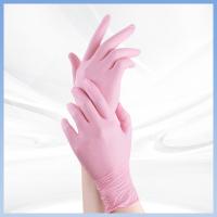China Pink Disposable Nitrile Gloves 9 Inch 4 Mil Powder Free 100pcs per Box FDA Approved for sale