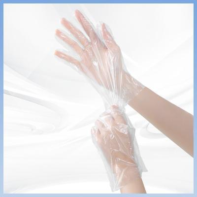 China Disposable PE Gloves 0.025mm Thickness Clear Plastic Food Handling Gloves 100pcs Box for sale