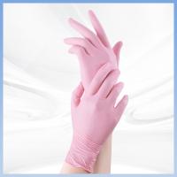 China Pink Disposable Synthetic Nitrile Gloves 9 Inch Anti Chemical for Lab Catering for sale