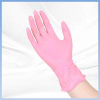 China Pink Disposable Synthetic Nitrile Gloves 9 Inch Powder Free ASTM Compliant for sale