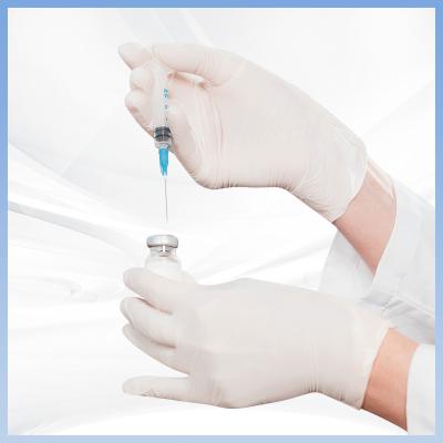 China Disposable Latex Gloves 4 Mil White Powder Free Textured Grip S M L XL for sale