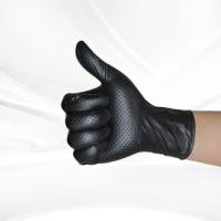China Black Orange Diamond Textured Nitrile Gloves Heavy Duty 6 Mil Powder Free Disposable Work Gloves for sale