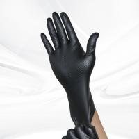 China Black Orange Diamond Textured Nitrile Gloves Heavy Duty 6 Mil Powder Free Disposable Work Gloves for sale