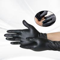 China Black Orange Diamond Textured Nitrile Gloves Heavy Duty 6 Mil Powder Free Disposable Work Gloves for sale