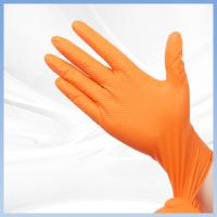 China Orange Diamond Textured Nitrile Gloves Powder-Free Disposable 6 Mil Thick Protective Work Gloves S-XXL for sale