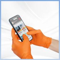 China Orange Diamond Textured Disposable Nitrile Gloves 6 Mil Heavy Duty Non Slip Work Gloves for sale