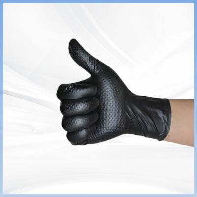 China Black Diamond Pattern Disposable Nitrile Gloves Powder-Free 6 Mil Thickened Protective Work Gloves for sale