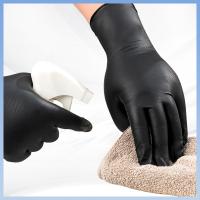 China Black Orange Diamond Pattern Disposable Nitrile Gloves Waterproof Industrial Construction Gloves for sale