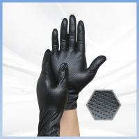 China Disposable Black Nitrile Gloves Diamond Grip Textured 6 Mil Heavy Duty Industrial Mechanics Gloves for sale