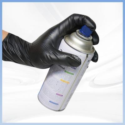 China Disposable Black Nitrile Gloves Diamond Grip Textured 6 Mil Heavy Duty Industrial Mechanics Gloves for sale