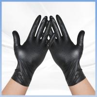 China Disposable Black Nitrile Gloves Diamond Grip Textured 6 Mil Heavy Duty Industrial Mechanics Gloves for sale