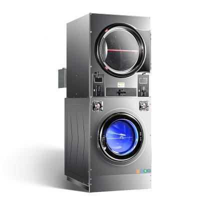 China Stack Washer Dryer 15kg 20kg Double Dryer Gas Electric Heating  Hotel Laundromat Washing Machines and Drying Machines for sale
