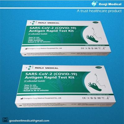 China Renji COVID 19 Antigen Rapid Test Kit Nasal Swab Colloidal Gold 10 - 15Min for sale