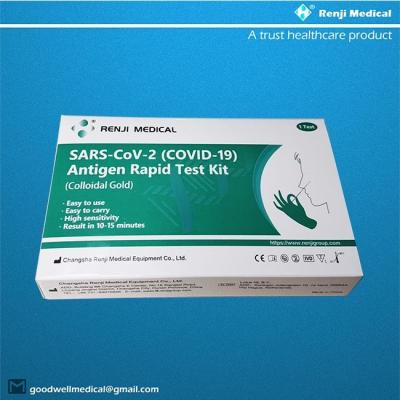 China Renji Rapid SARS-COV-2 COVID 19 Antigen Rapid Test Kit Colloidal Gold Nasal Swab for sale