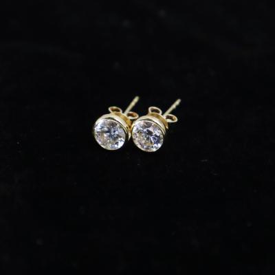 China 18K Gold Lab Grown Diamond Stud Earrings 1-3 Carat with Bezel Setting and Rhodium Plating for Wedding and Party for sale