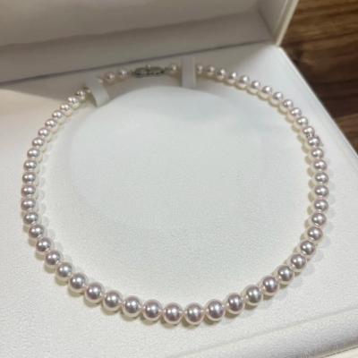 China 6-6.5mm Japan Akoya Sea Pearl Necklace with 1-3 Carat Lab Grown Diamonds - GIA IGI Certified for sale