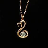 China 18K Gold Swan Pendant Necklace with 1CT Lab Grown Diamond - VVS1-VS2 Clarity, 3EX-VG Cut for Women's Jewelry for sale