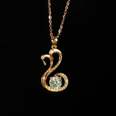 China 18K Gold Swan Pendant Necklace with 1CT Lab Grown Diamond - VVS1-VS2 Clarity, 3EX-VG Cut for Women's Jewelry for sale