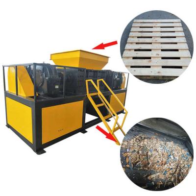 China Industrial Twin Shaft Timber Shredder Machine 100-3000kgH Fully Automatic Wood Pallet Shredder for sale