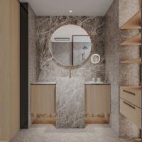 China Custom Wood Grain Bathroom Vanity with LED Mirror & Storage Cabinet - 20-40 Day Lead Time, Multiple Size Options for sale
