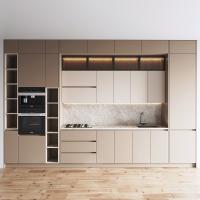 China Beige Modern EB Board Kitchen Cabinet with L-Shape Design 20-40 Day Customization for sale