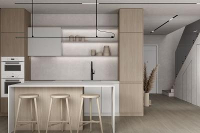 China Classic White Kitchen Cabinet System with Dining Island - Custom Wood Grain PET Cabinets 20-40 Day Delivery for sale