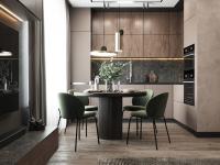 China Pinkish Brown PET Kitchen Cabinets with Quartz Countertop - Custom L-Shaped Design 20-40 Day Production for sale