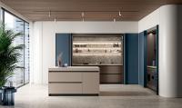 China Custom Blue UV Kitchen Cabinet L-Shaped System with 20-40 Day Lead Time and High-Gloss Finish for sale