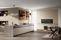 China Custom Beige Kitchen Cabinets with EB Finish | 20-40 Day Lead Time | Modern Whole Kitchen Design for sale