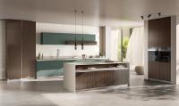China Custom Green PET Kitchen Cabinets Wood Grain Storage 18mm Board for sale