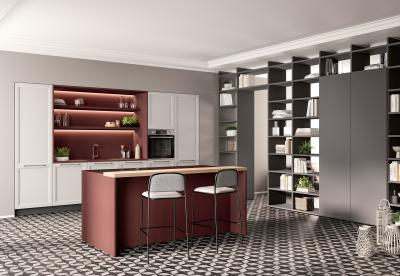 China Custom Melamine Kitchen Cabinets Red and White 20-40 Day Lead Time Modern Design for sale