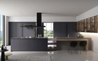 China Custom Black Wood Kitchen Cabinets with Display Wine Case - 20-40 Day Lead Time & Professional Installation for sale