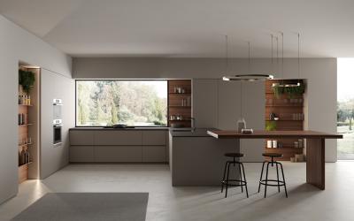 China Custom Melamine Kitchen Cabinet Set with Dining Bar - 20-40 Day Lead Time & Scratch-Resistant Finish for sale