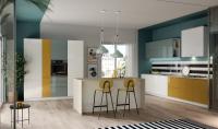 China Green Lacquer L-Shaped Kitchen Cabinets - Custom Modern Design with 20-40 Day Production Timeline for sale