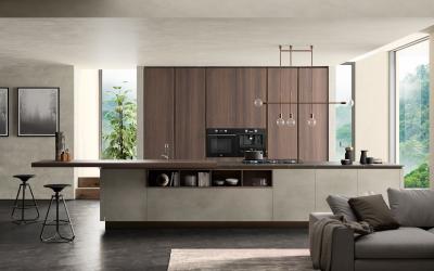 China Custom Wood Veneer Kitchen Cabinets in Walnut Color - 20-40 Day Production with Shaker Design for sale