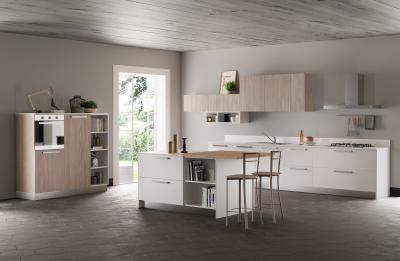 China White Wood Grain EB Board Kitchen Cabinet - Custom Freestanding Sideboard with 20-40 Day Lead Time for sale