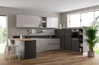 China U-Shaped Lacquer Kitchen Cabinet in White & Grey | Custom Design with 20-40 Day Lead Time for sale
