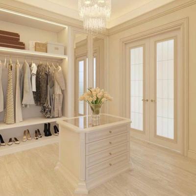 China Custom French Style Wardrobe with Wall Mount Vanity Table and Optimized Storage for sale