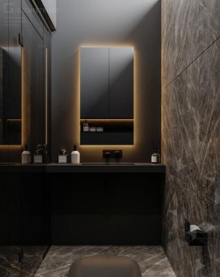 China Custom All Black Bathroom Cabinet Set with Mirror and Side Storage - 20-40 Day Custom Production for sale