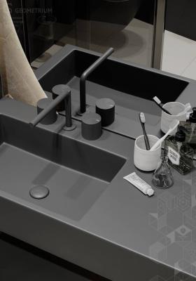 China Luxury Matte Black Customized Bathroom Cabinet with Undermount Sink - 20-40 Day Production - Floating Design for sale
