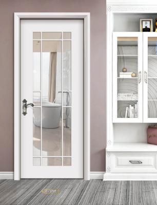 China Custom Single Open Interior Door 880×2050mm with White Glass Euclidean Geometric Pattern Design for sale