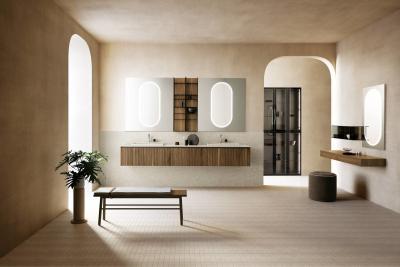 China Custom Italian Style Floating Bathroom Cabinet with Make-up Vanity - 20-40 Day Lead Time, Multiple Custom Options for sale