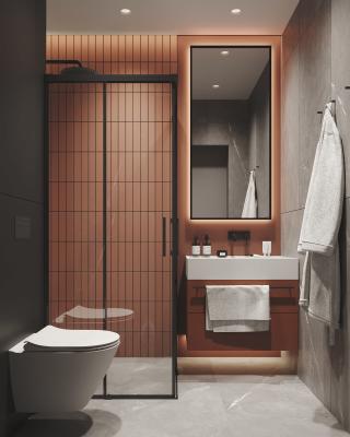 China Customized Brown-Red Bathroom Cabinet with White Countertop 1200mm Modern Vanity for sale