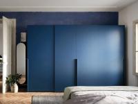 China Modern PET Navy Blue Wardrobe Customized Sliding Door Closet for sale