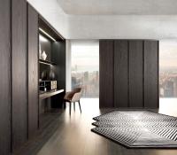 China Customized Wood Veneer Wardrobe with Make-up Vanity Tailored Closet for sale
